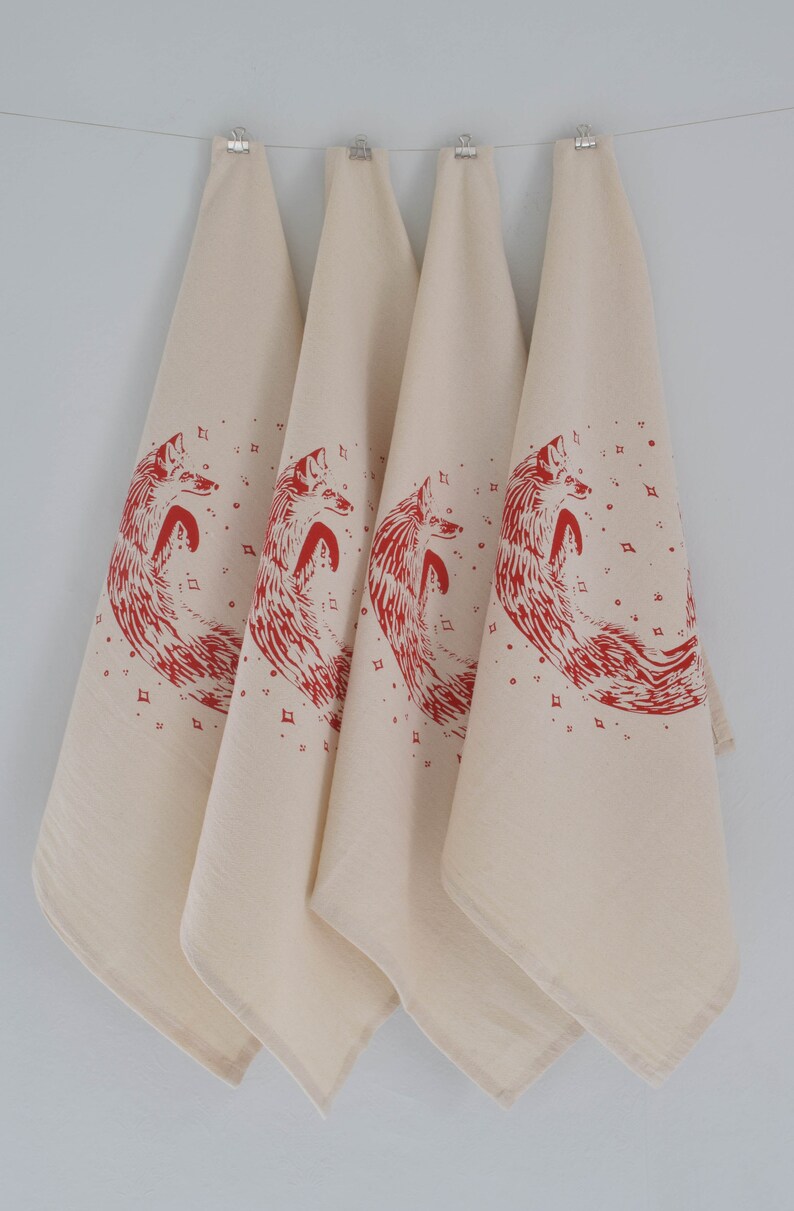 Fox Napkins Set of 4 Organic Cotton Tablescape Cloth - Etsy