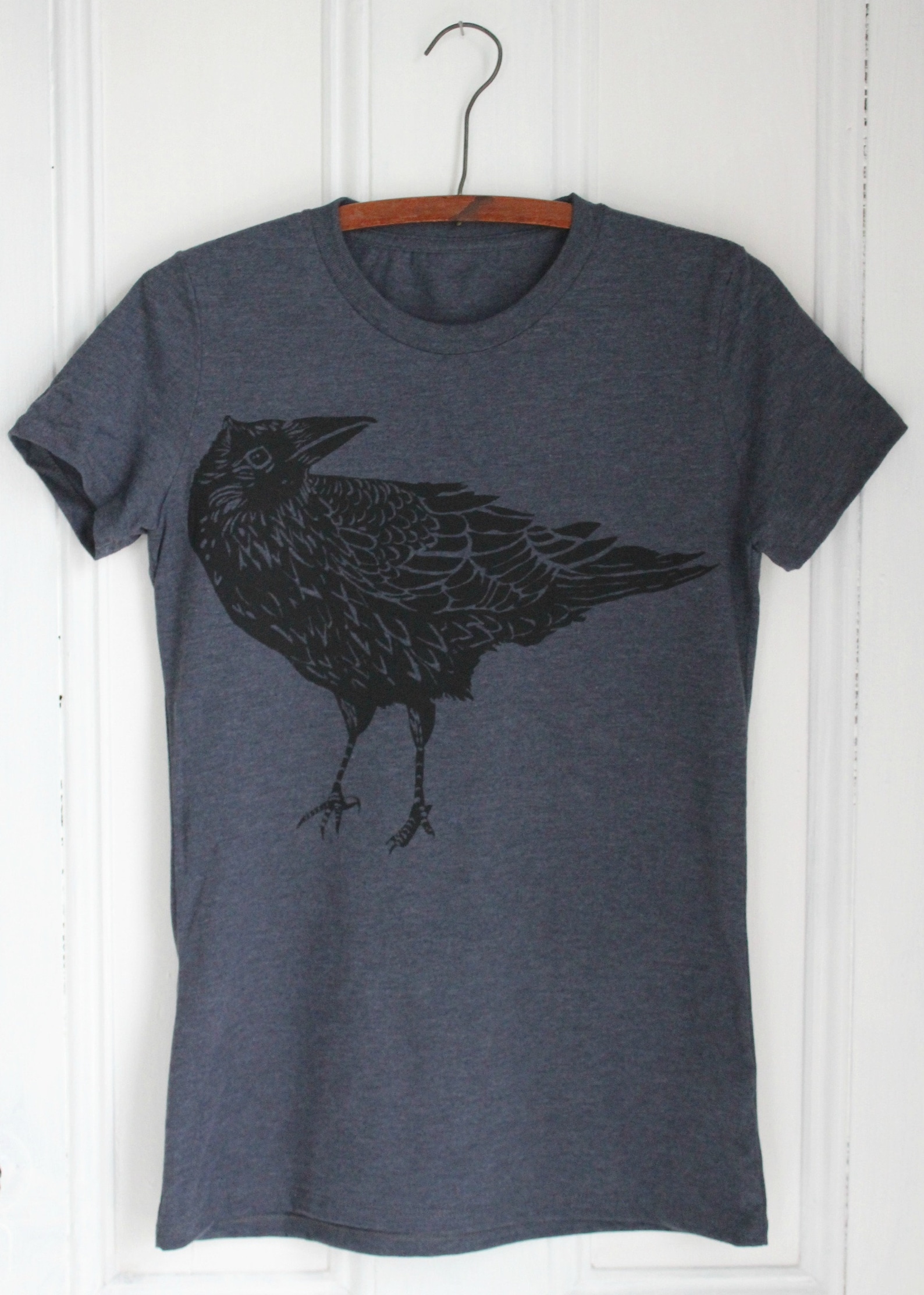 Mens T Shirt - Organic - Crow Tee - Tri-blend - Raven Print - Men's T ...