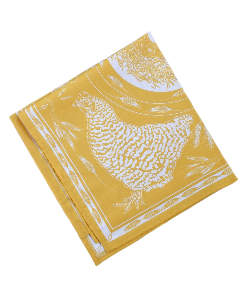 Yellow Chicken Bandana: Hand Screen Printed Farm Animal Handkerchief ...
