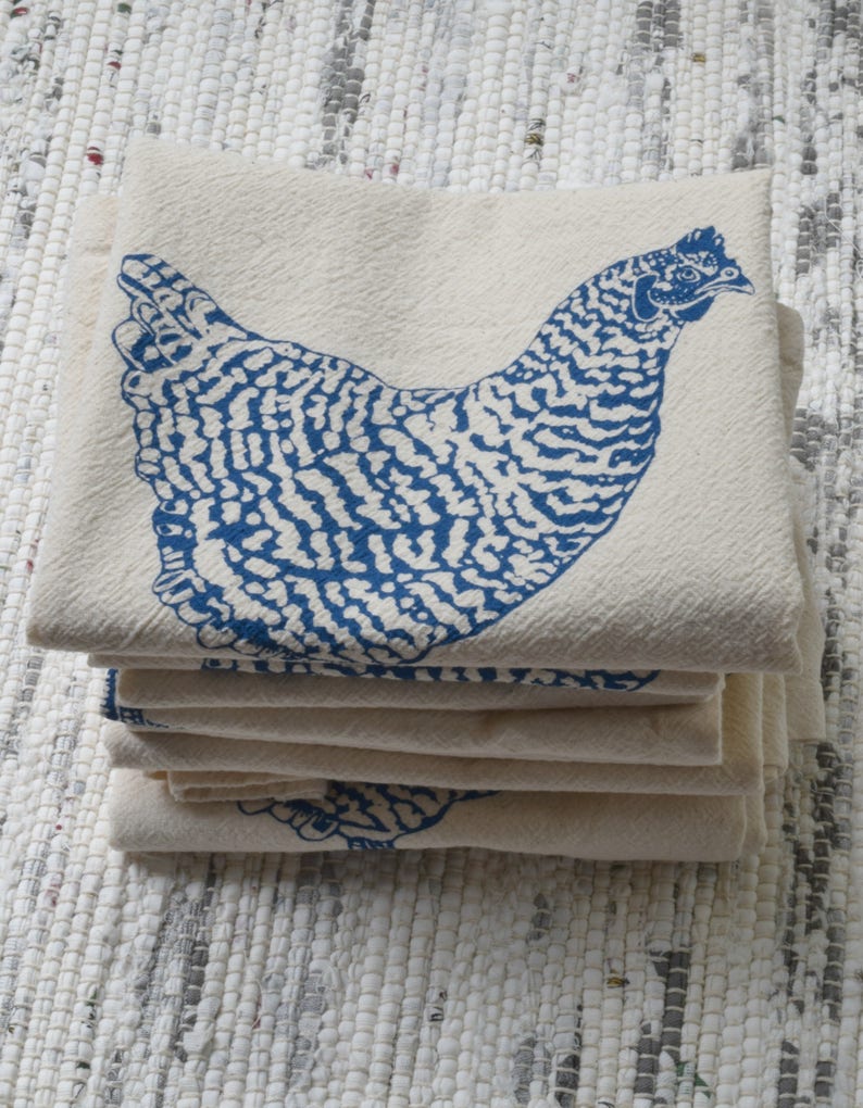Chicken Cloth Napkins Set of 4 Organic Cotton Farmhouse | Etsy
