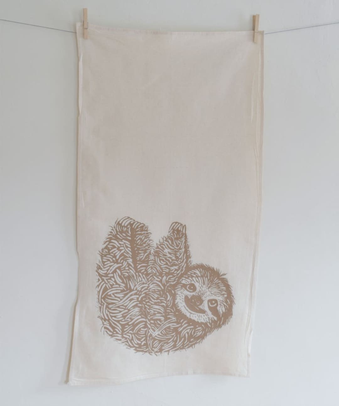 Sloth Tea Towel - Organic Cotton - Screen Printed - Unpaper Towel - Eco ...
