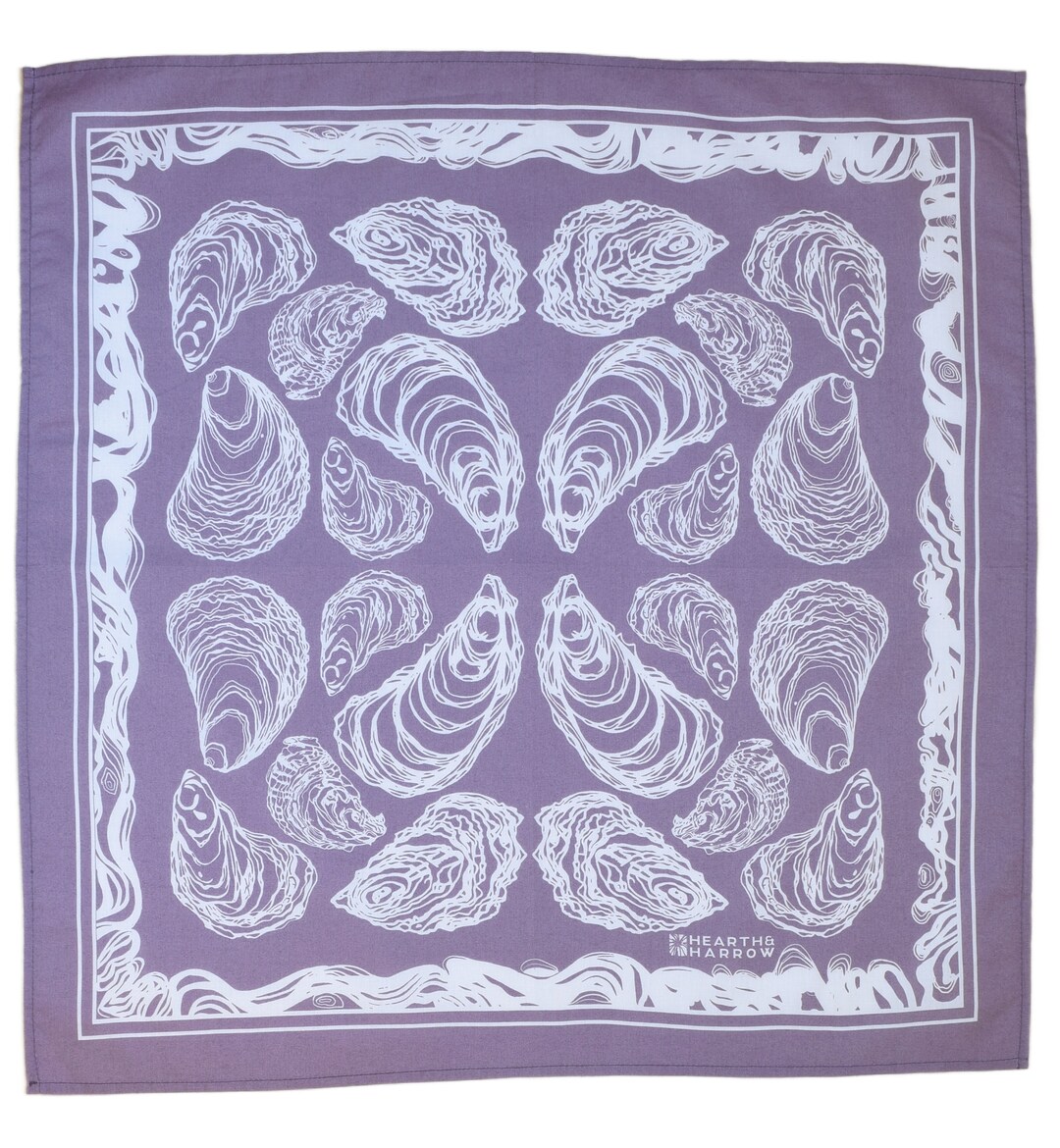 Oyster Bandana - 100% Cotton - Handkerchief - Purple - Hand Screen ...