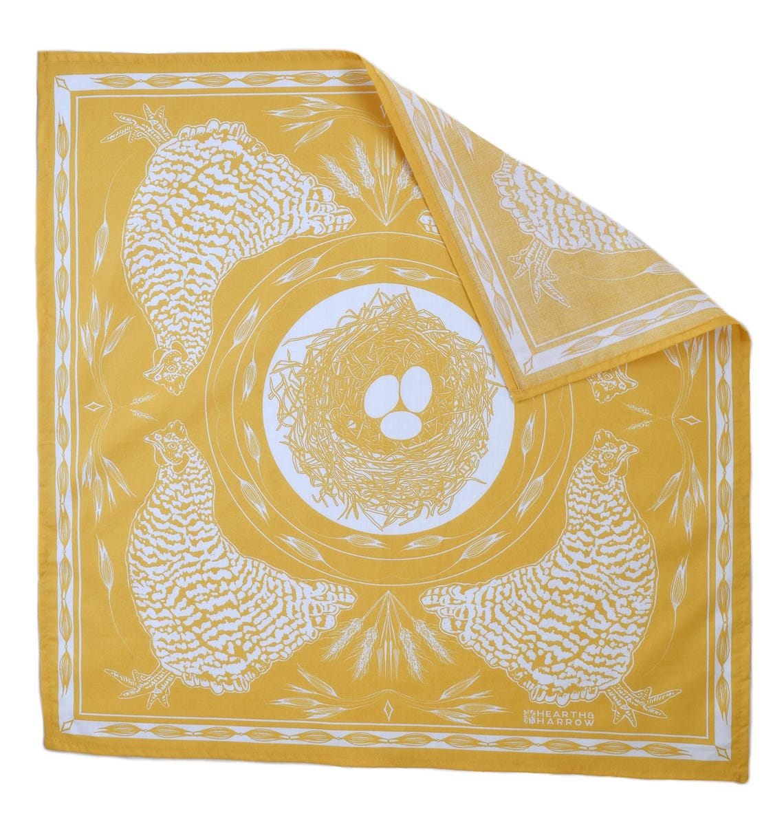 Yellow Chicken Bandana: Hand Screen Printed Farm Animal Handkerchief ...