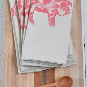 Pig Cloth Napkins - Set of 4 - Organic Cotton - Tablescape - Cloth ...