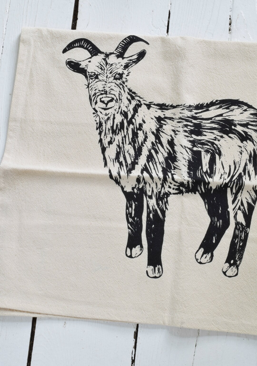Goat Tea Towel - Organic Cotton - Flour Sack Towel - Screen Printed ...
