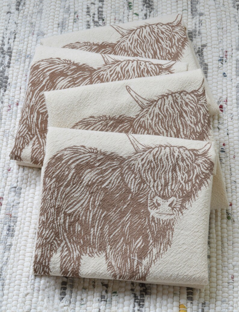 Cow Cloth Napkins Organic Cotton Scottish Highland Set - Etsy