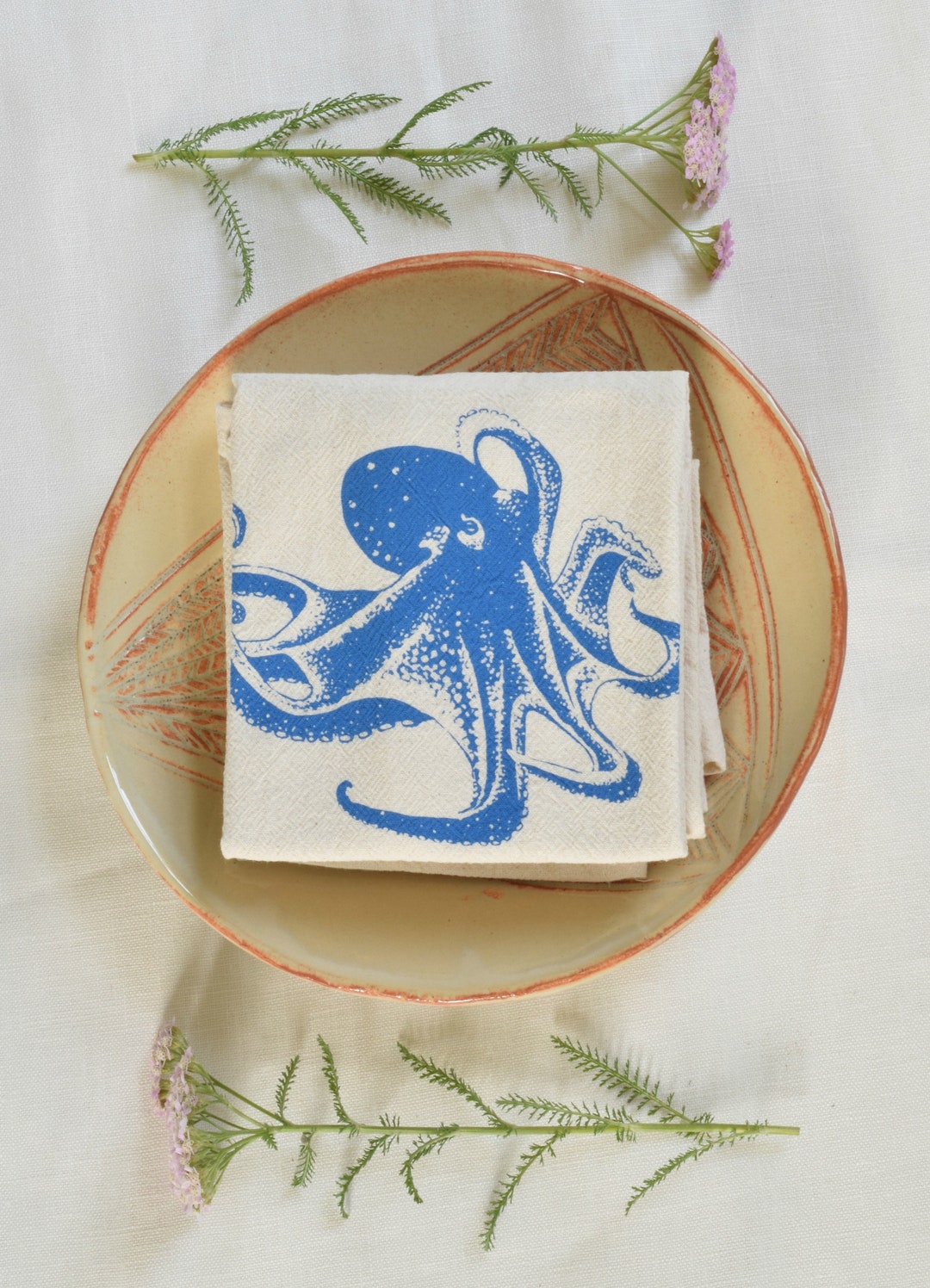 Octopus Napkins - Set of 4 - Organic Cotton - Tablescape - Cloth ...