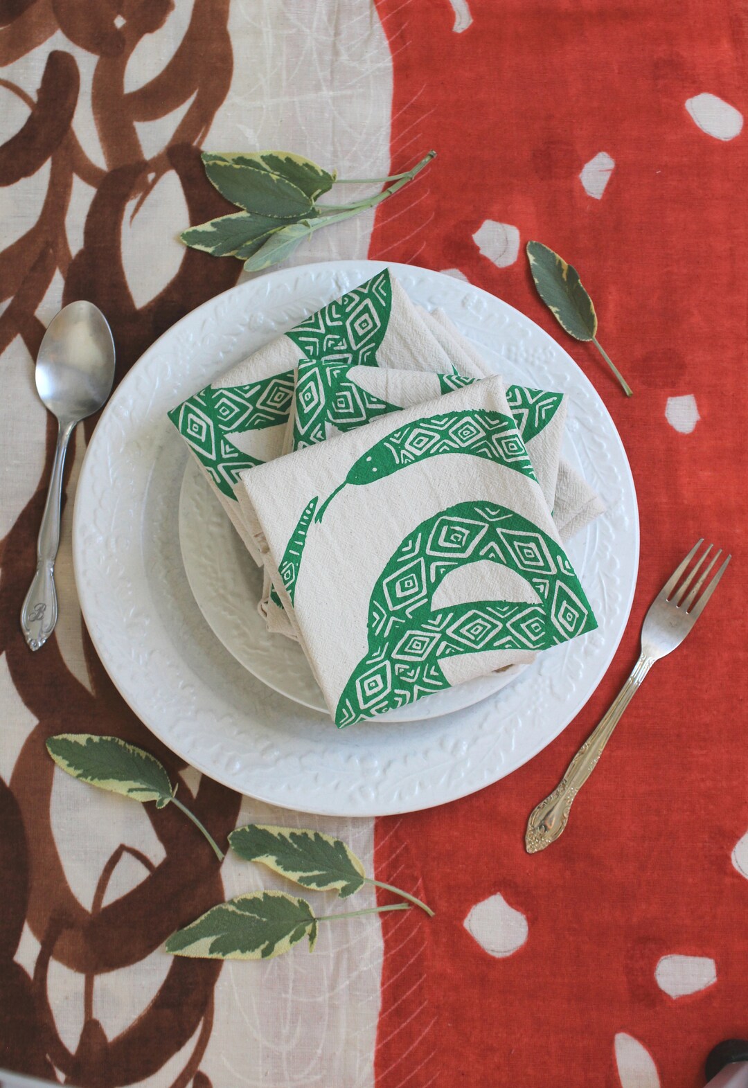 Snake Print Napkins Set of 4 Organic Cotton Cloth Napkins Eco Friendly ...