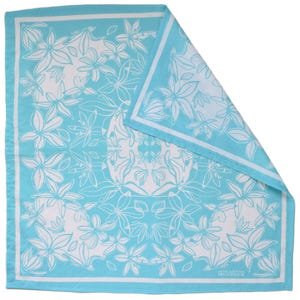 Flower Bloom Bandana - Aqua Blue - 100% Cotton - Handkerchief - 22" X ...