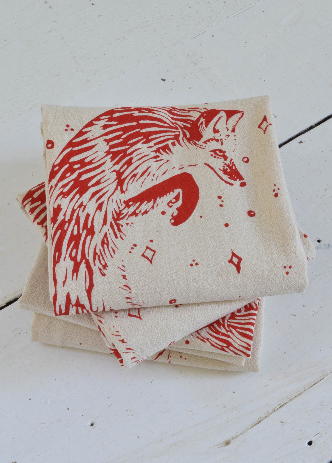 Fox Napkins Set of 4 Organic Cotton Tablescape Cloth - Etsy
