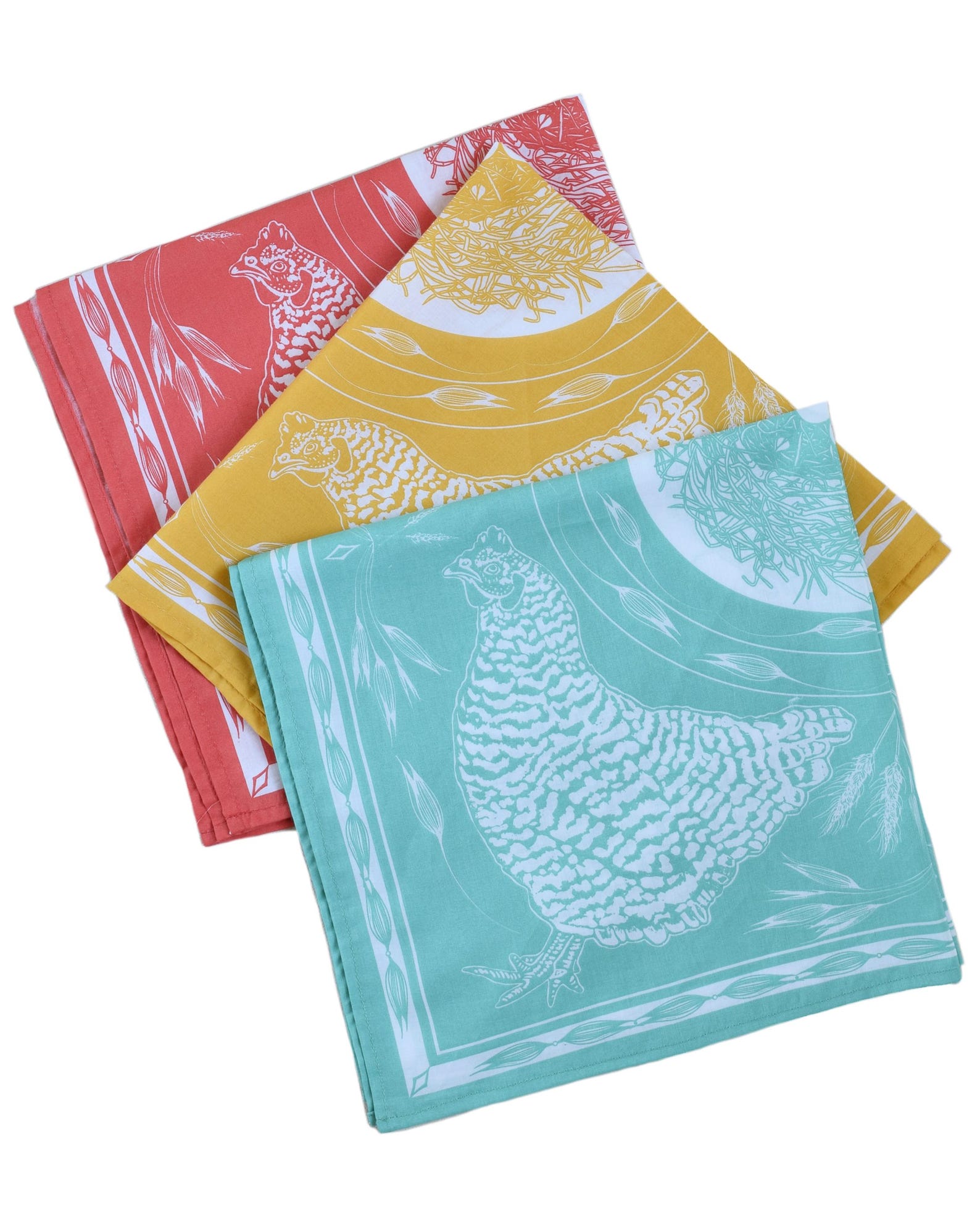 Yellow Chicken Bandana: Hand Screen Printed Farm Animal Handkerchief ...