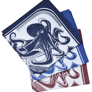 Octopus Bandana - Mauve - 100% Cotton - Handkerchief - 22" X 22 ...
