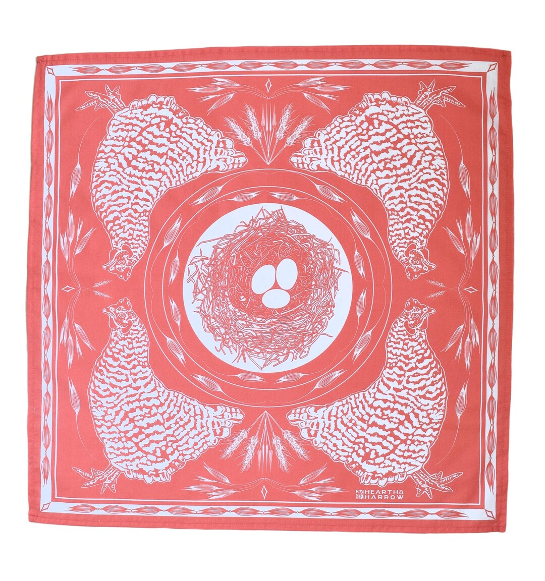 Chicken Bandana - Red - 100% Cotton - Handkerchief - 22" X 22" - Screen ...