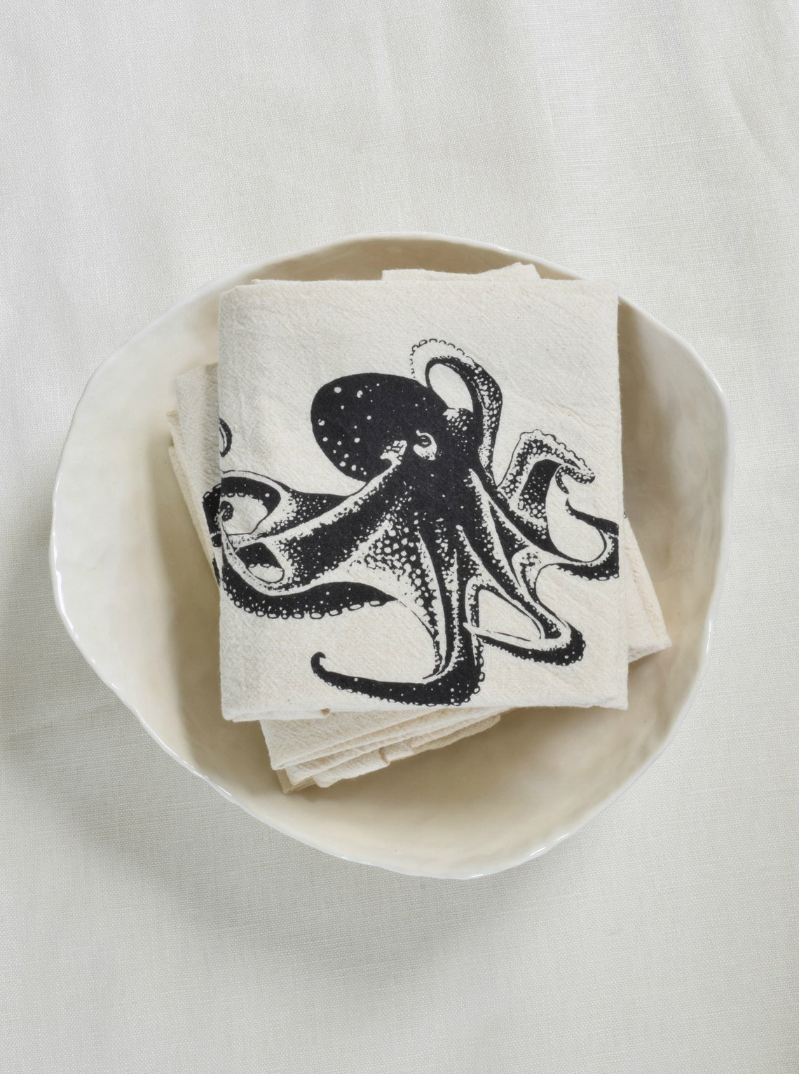 Octopus Napkins Set of 4 100% Organic Cotton Nautical Animal Print ...