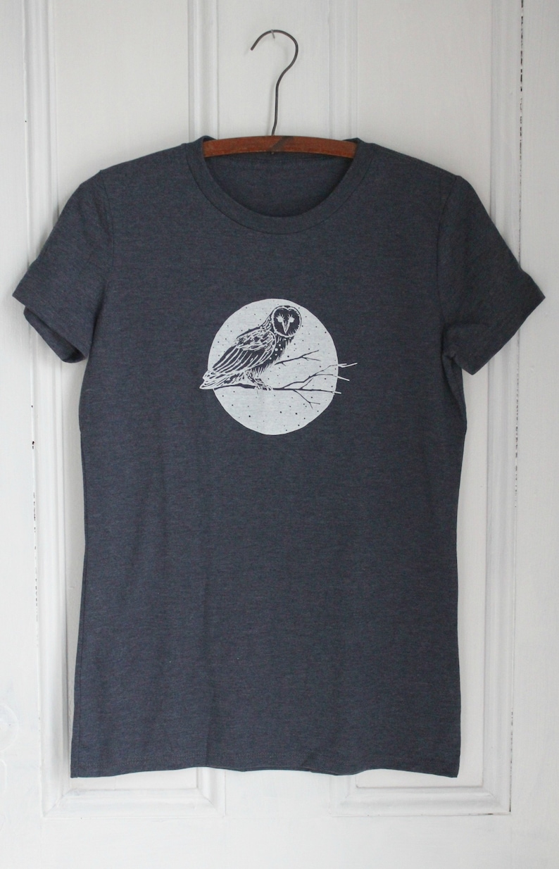 Womens Owl T Shirt Organic Owl Tee Tri-blend Bird - Etsy