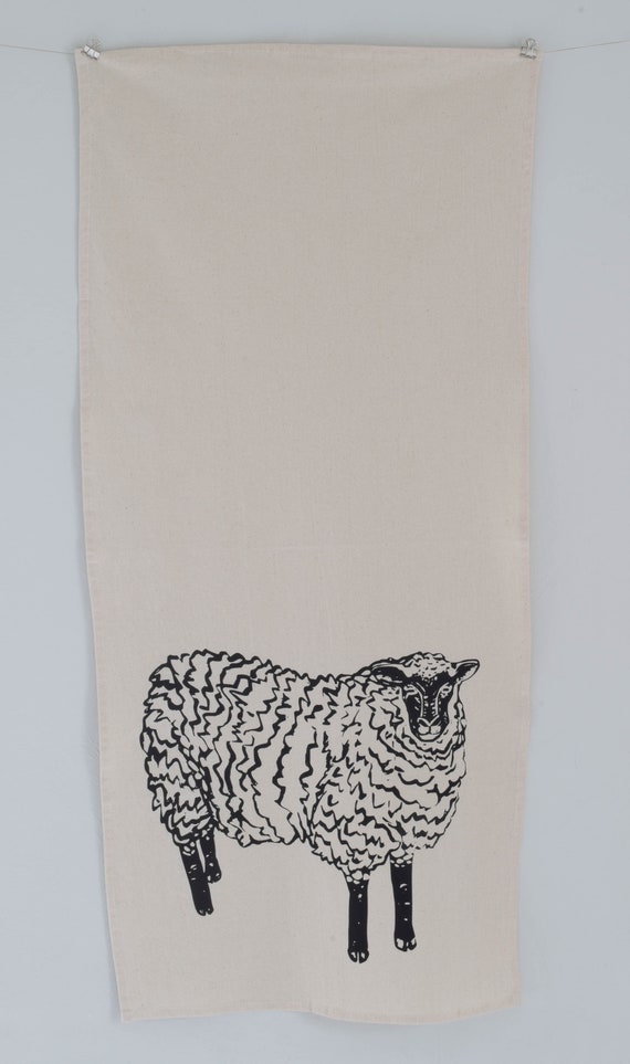 Sheep Tea Towel Organic Cotton Flour Sack Kitchen towel | Etsy
