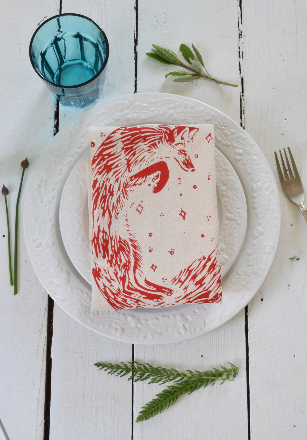 Fox Napkins - Set of 4 - Organic Cotton - Tablescape - Cloth Napkins ...