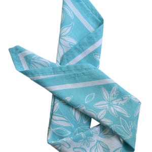 Flower Bloom Bandana - Aqua Blue - 100% Cotton - Handkerchief - 22" X ...