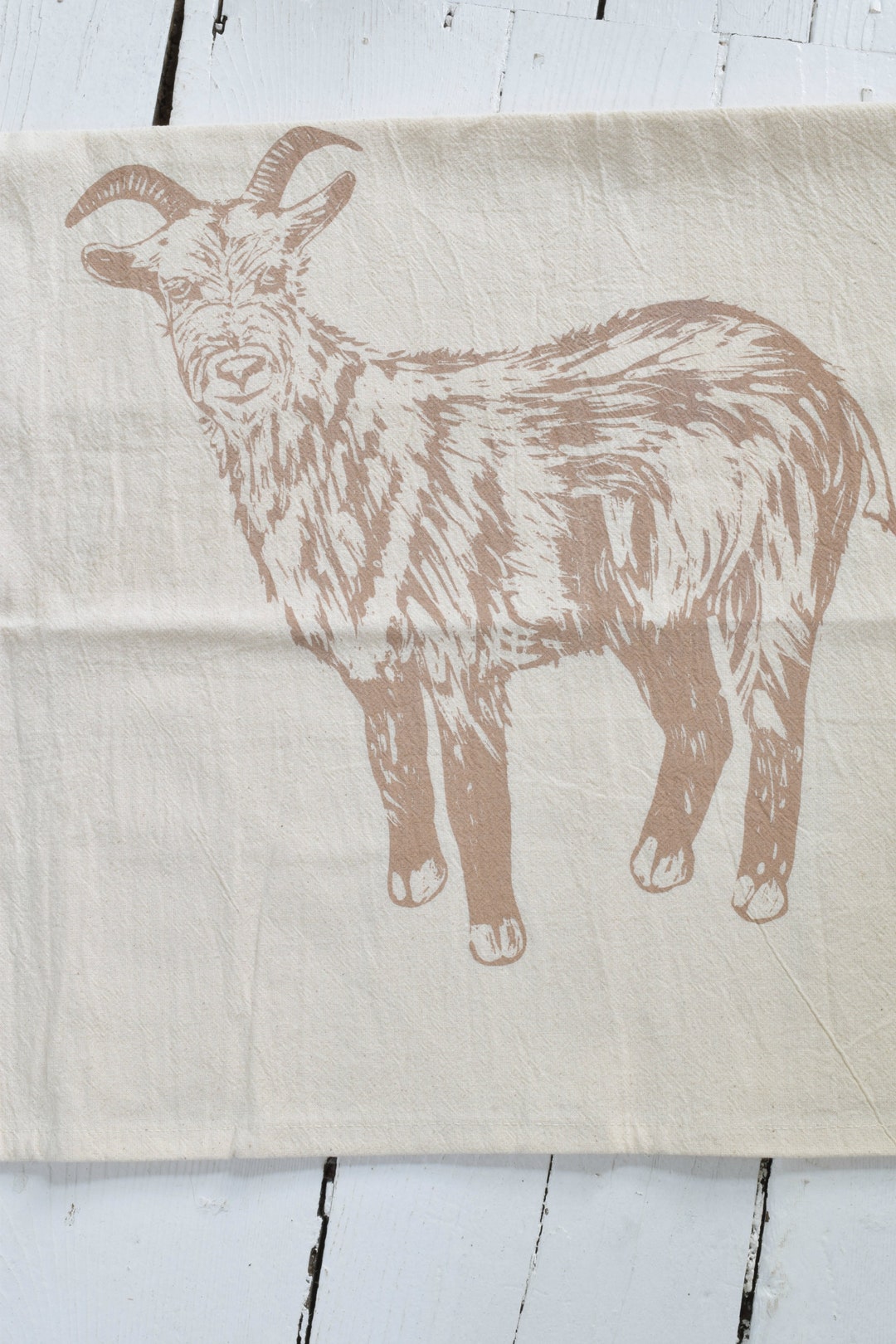 Goat Tea Towel - Organic Cotton - Flour Sack Towel - Screen Printed ...