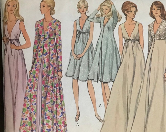 Vogue 8171 Pattern UNCUT 1970s Vintage Plunging V Neck Empire Waisted ...