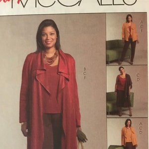 Mccalls M5195 5195 Pattern UNCUT Easy Stretch Knit Jacket Hip Knee ...