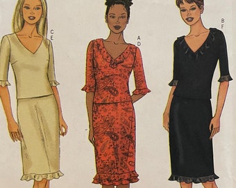 Butterick B5046 5046 Pattern UNCUT Fast and Easy Front Wrap Dress Top V ...