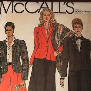 Mccalls 8235 Pattern UNCUT 1980s Vintage Suit Set Notched Collar Jacket ...