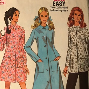 Simplicity 2173 Pattern CUT Complete 1960s Vintage Button Front Robe ...