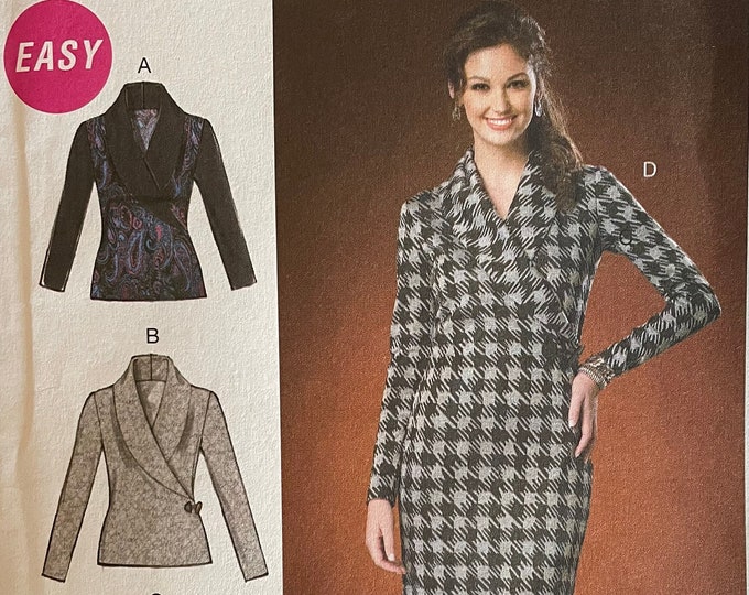 Mccalls M7016 7016 Pattern - Easy Stretch Knit Mock Wrap, Shawl Collar ...