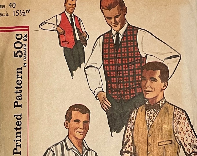 Simplicity 4160 Pattern CUT Complete 1960s Vintage Mens Button Front ...