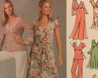 Butterick B5046 5046 Pattern UNCUT Fast and Easy Front Wrap Dress Top V ...