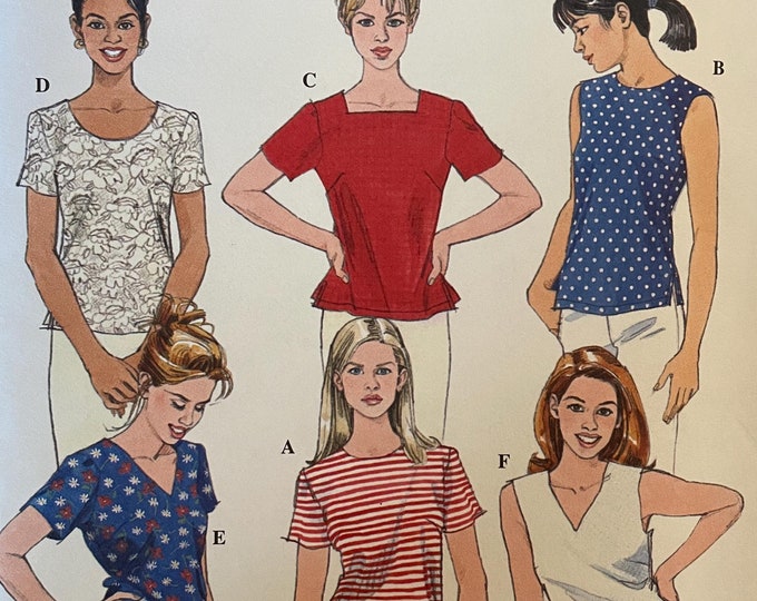 Simplicity 8523 Pattern UNCUT V Square Scoop Round Neck Pullover Top ...