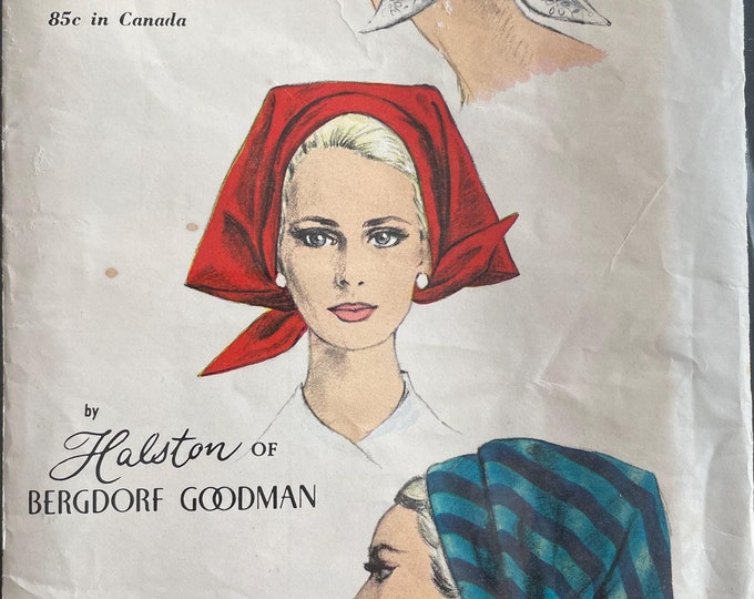 Vogue 6676 Pattern CUT Complete 1960s Vintage Scarf Hat Tie in Back by ...