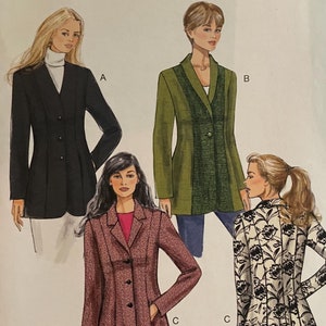 Butterick B6103 6103 Pattern UNCUT Easy Longline Jacket Princess Seams ...