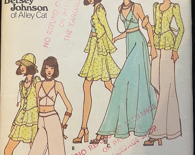 Butterick 6977 Pattern UNCUT 1970s Vintage Betsey Johnson of Alley Cat ...