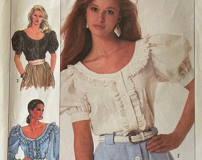 Simplicity 8498 Pattern UNCUT 1980s Victoriana Style Blouse Scoop Neck ...
