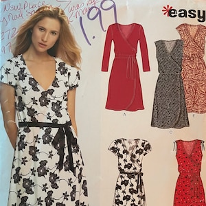 New Look 6697 Pattern UNCUT Easy Stretch Knit Mock Wrap Surplice Bodice ...