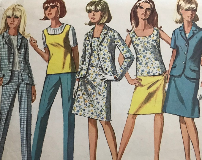 Simplicity 7974 Pattern CUT Complete Vintage 1960s Round or Square Neck ...