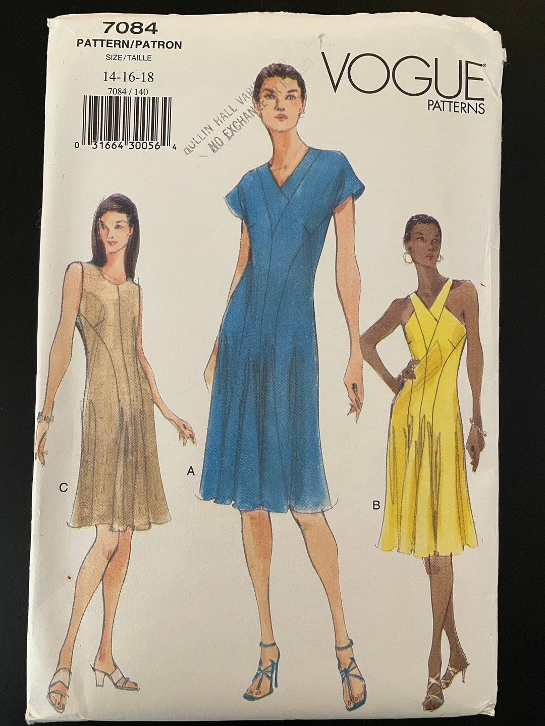 Vogue 7084 Pattern UNCUT 1990s Vintage Sleeveless or Short Sleeves Fit ...