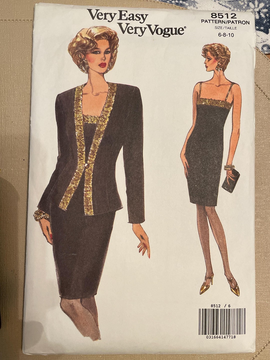 Vogue 8512 Pattern UNCUT 1990s Vintage Very Easy Sleeveless Knee Length ...