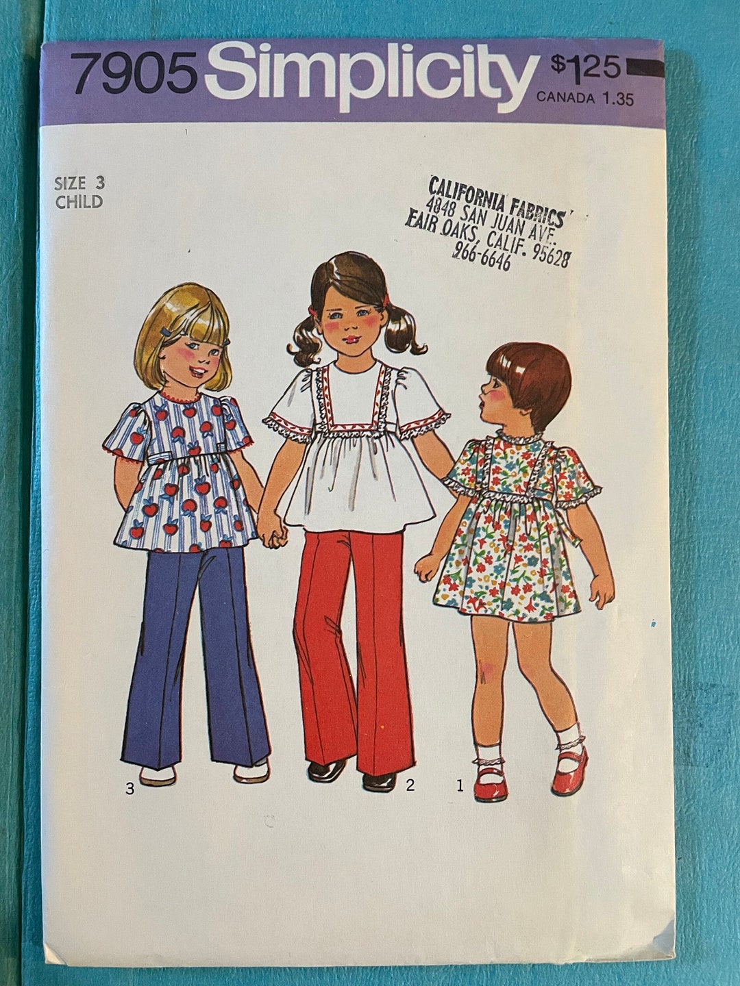 Simplicity 7905 Pattern UNCUT 1970s Vintage Girl's Short Flutter Sleeve ...