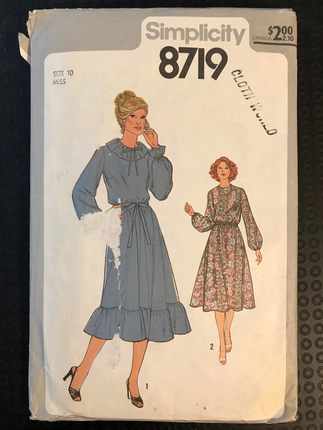 Simplicity 8719 Pattern CUT Missing Bow 1970s Blouson Bodice Dress ...