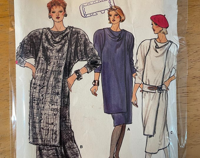 Vogue 9056 Pattern UNCUT Vintage 1980s Pullover Dress Layered Look ...