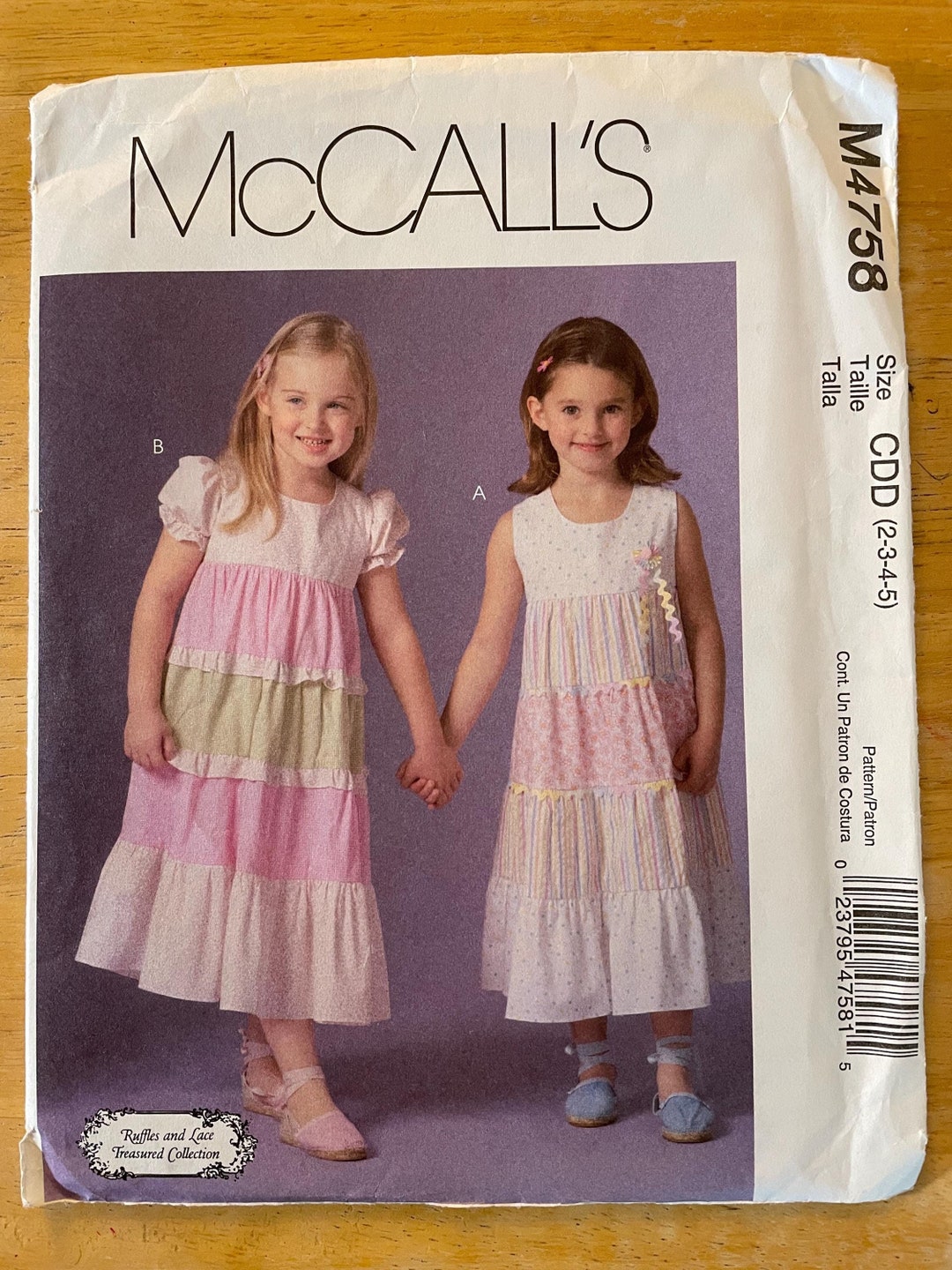 Mccalls M4758 4758 Pattern UNCUT Little Girl's Ruffles and Lace Summer ...
