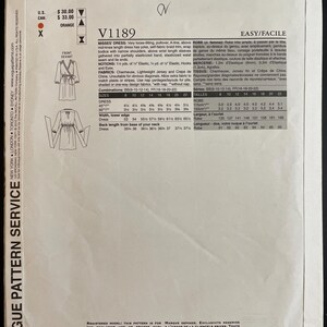 Vogue V1189 1189 Pattern UNCUT Rebecca Taylor American Designer Easy ...