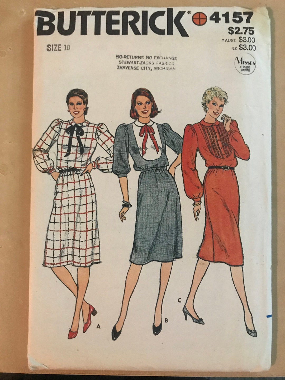 Butterick 4157 Pattern UNCUT 1980s Blouson Bodice Dress With Peter Pan ...