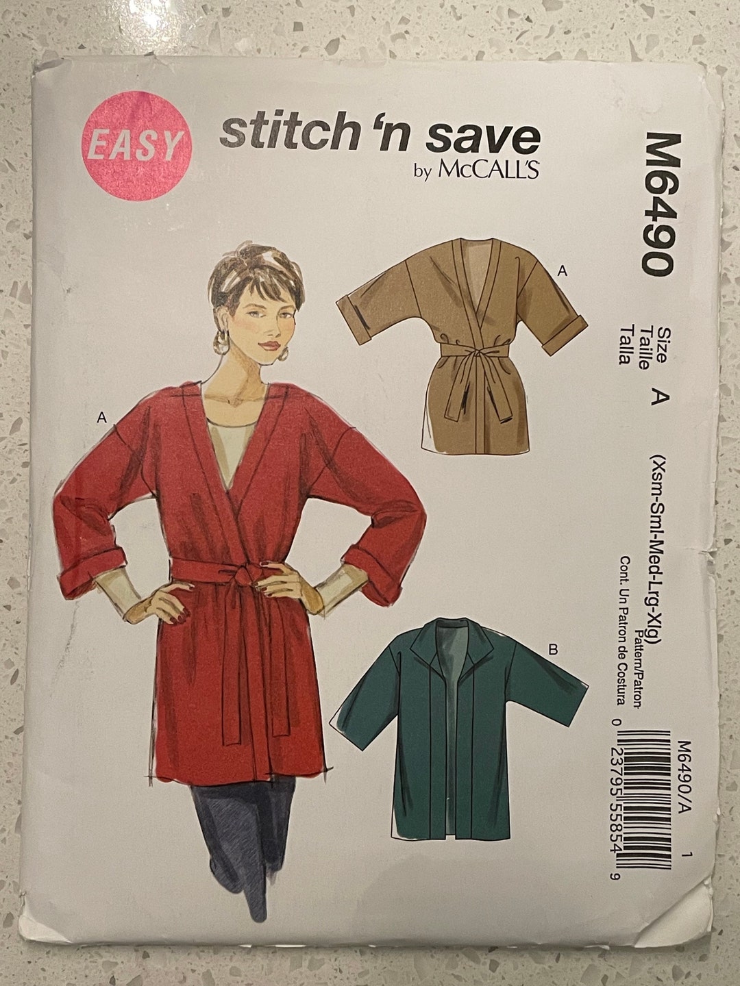 Mccalls M6490 6490 Pattern UNCUT Stitch N Save Cardigan Sweater Jacket ...