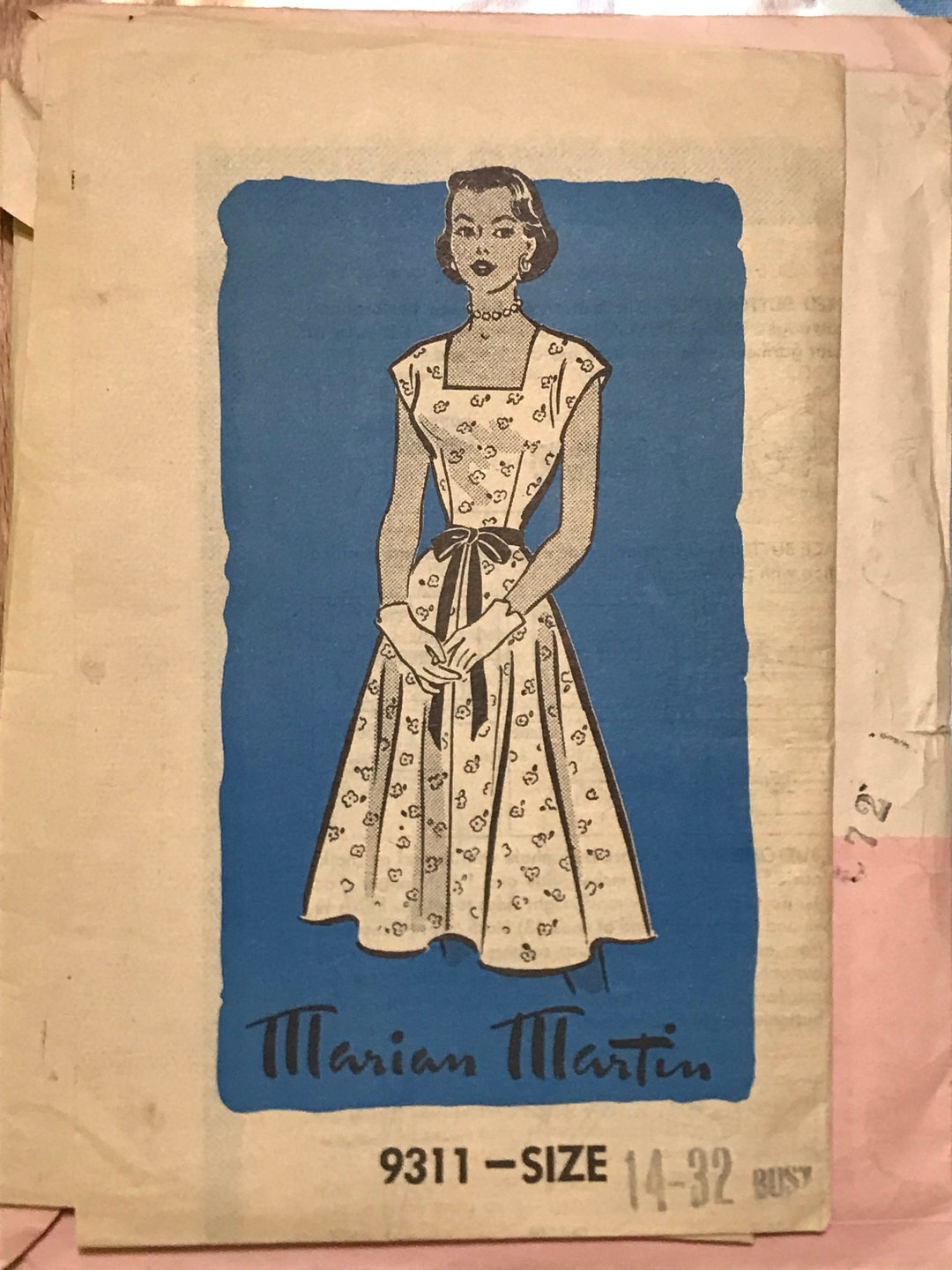 Mail Order Marian Martin 9311 Pattern UNCUT 1950s Vintage Low Square ...