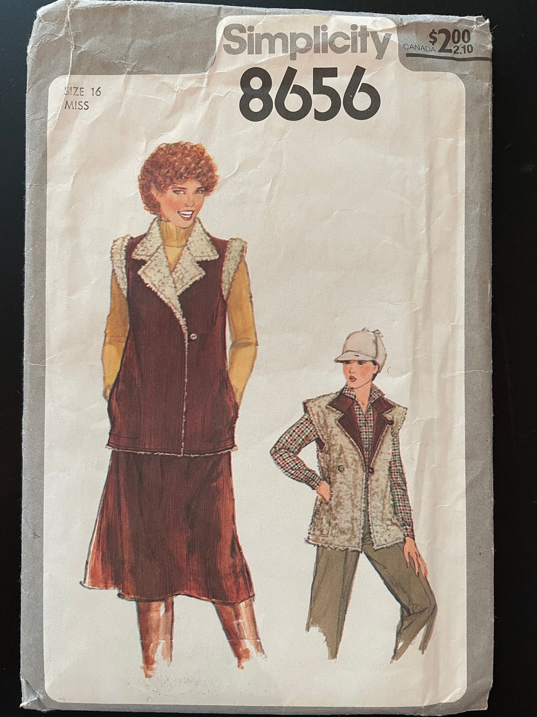 Simplicity 8656 Pattern UNCUT 1970s Reversible Extended Shoulder Vest ...