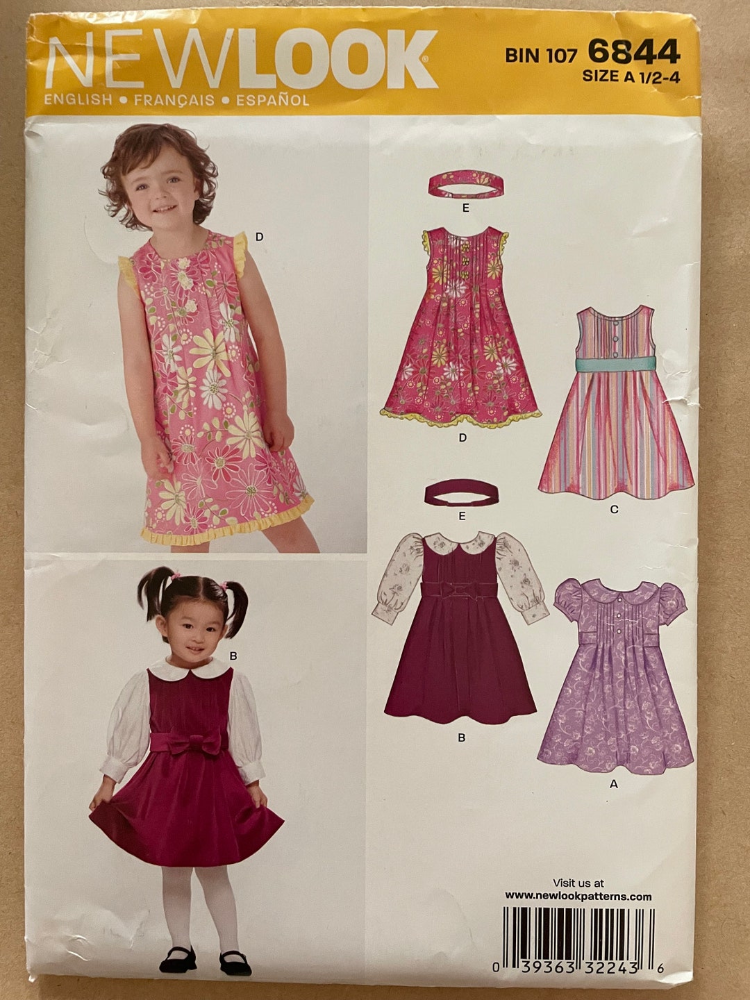 New Look 6844 Pattern UNCUT Little Girl's Sleeveless or Short or Long ...